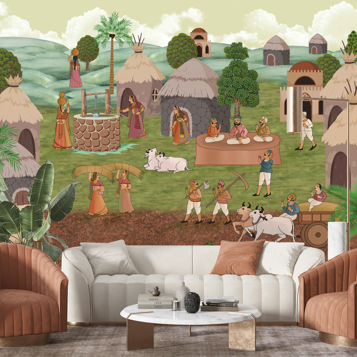 Rustic Indian Village Life Wallpaper – The Mural Story™