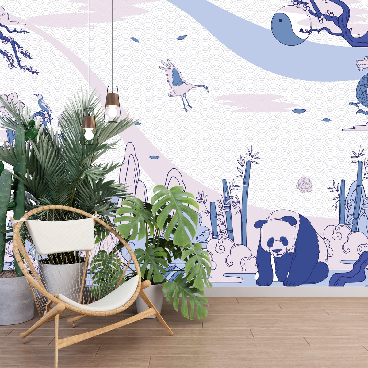 Ethereal Peace: Panda Paradise Wallpaper – The Mural Story™